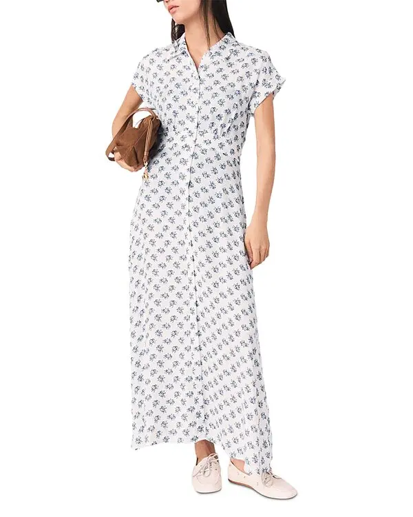 Maje Jacquard Print Maxi Dress - Blue Small