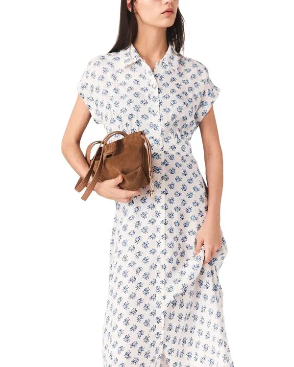 Maje Jacquard Print Maxi Dress - Blue Small