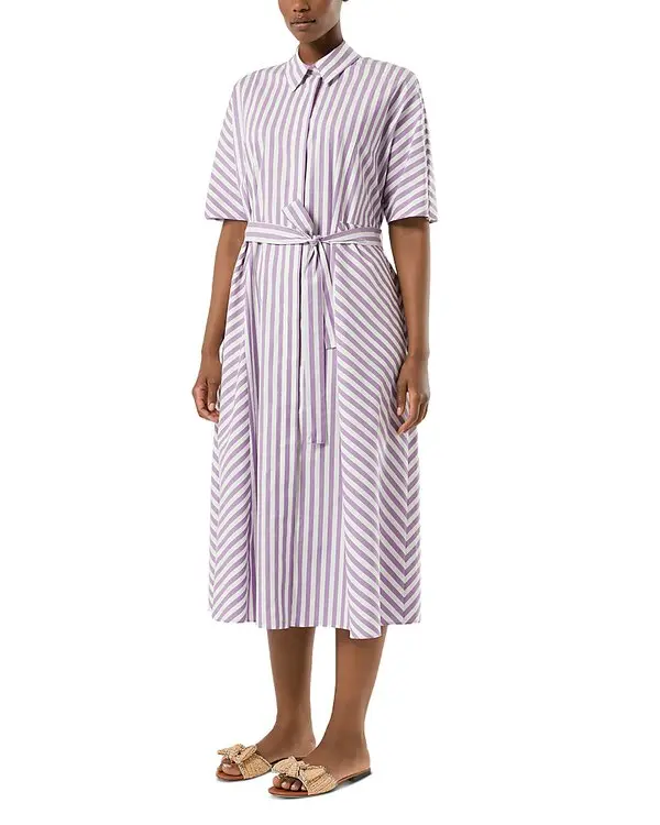 Marina Rinaldi Striped Shirt Dress With Belt