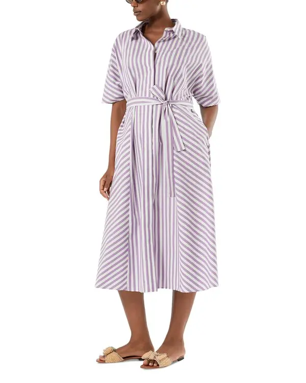 Marina Rinaldi Striped Shirt Dress With Belt