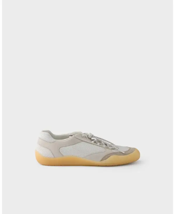 Prada Speedrock Leather And Mesh Sneakers - Neutral