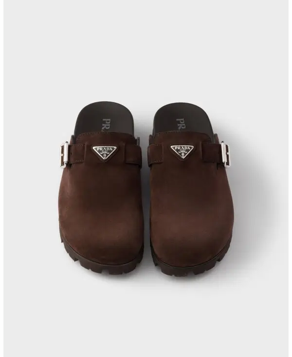 Prada Suede Mules - Brown