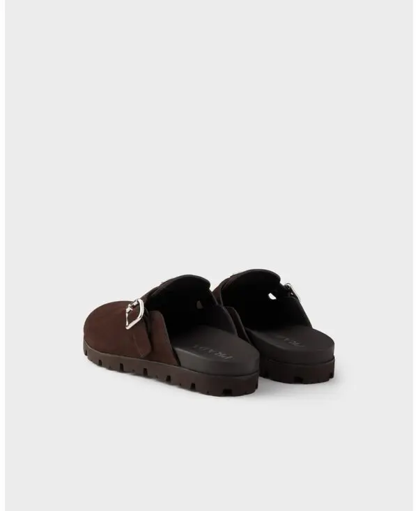 Prada Suede Mules - Brown