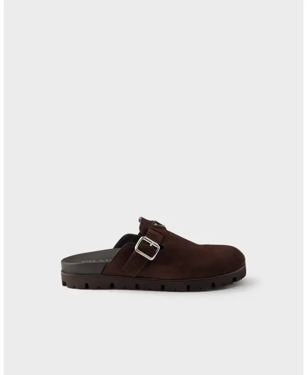 Prada Suede Mules - Brown