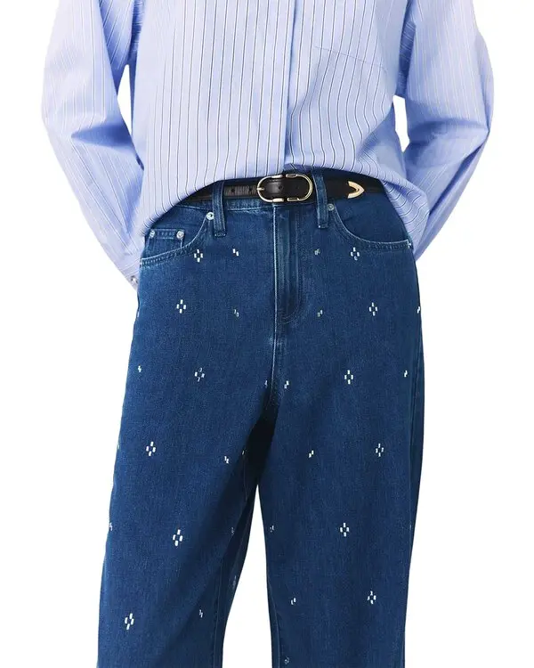 Maje Pant In City Rhinestone Wide Jeans