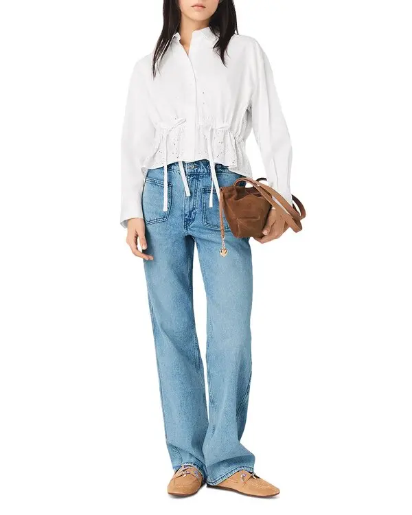 Maje Chain Waist Straight Leg Jeans