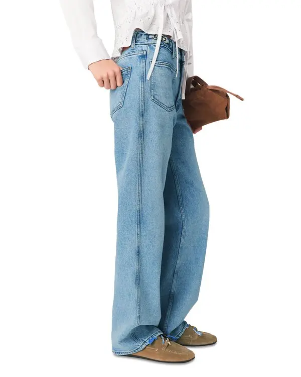 Maje Chain Waist Straight Leg Jeans