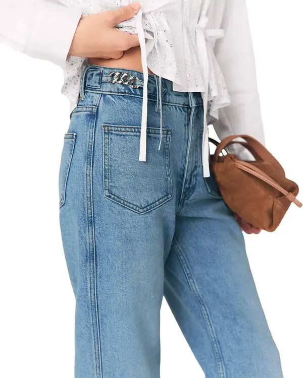 Maje Chain Waist Straight Leg Jeans