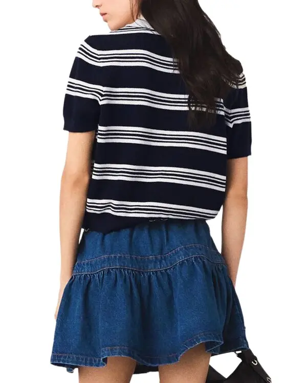 Maje Tiered Denim Mini Skirt