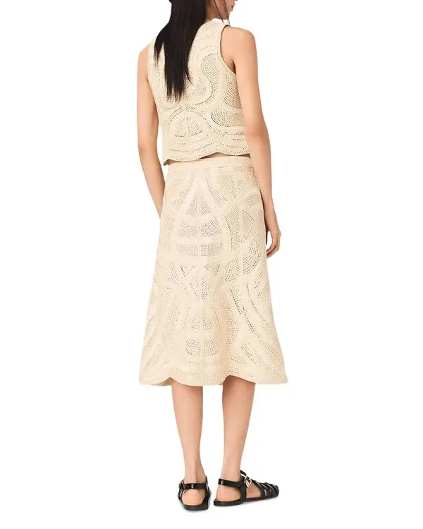 Maje Jight Crochet Midi Skirt - Beige