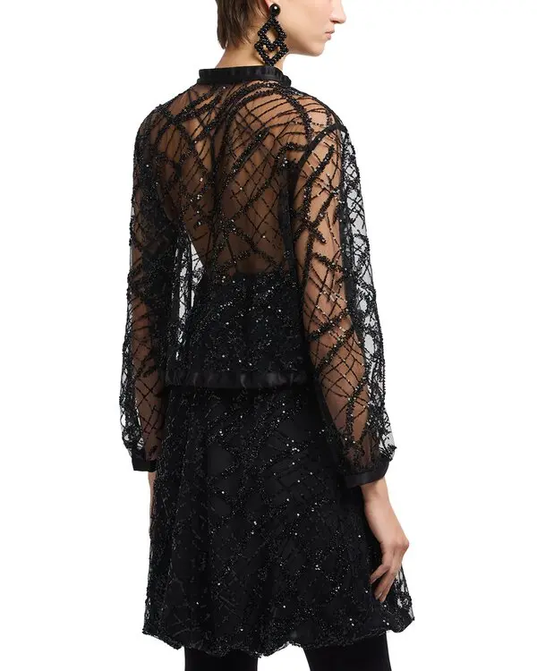 Emporio Armani Tulle Jacket With Sequin Embroidery