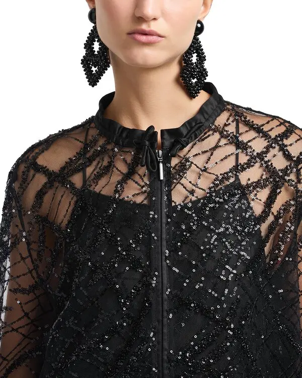 Emporio Armani Tulle Jacket With Sequin Embroidery