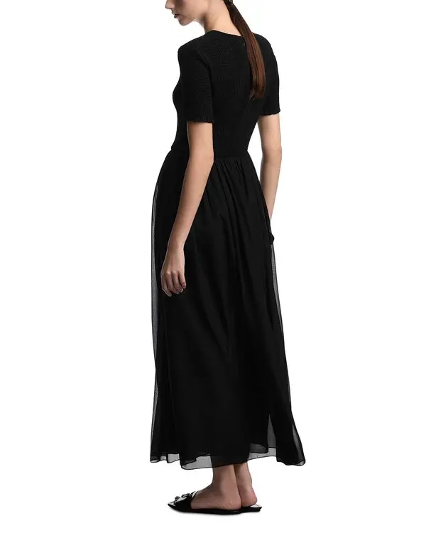 georgette smocked midi dress Petite Georgette Smocked Midi Dress in Backyard Blooms