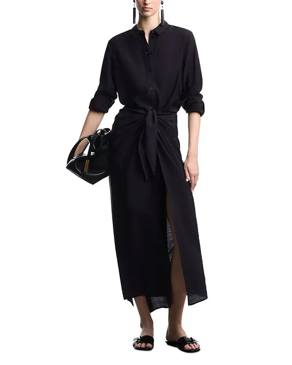 Emporio Armani Techno Rayon Maxi Dress With Wrap Detail