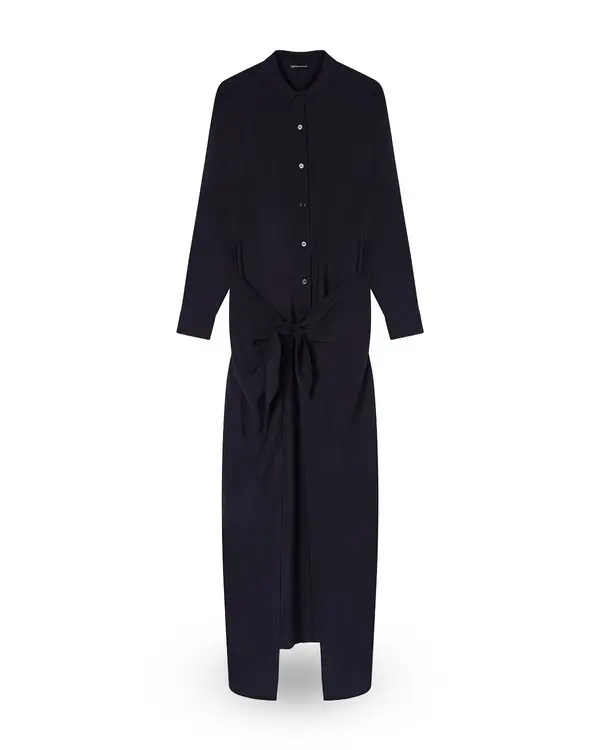 Emporio Armani Techno Rayon Maxi Dress With Wrap Detail