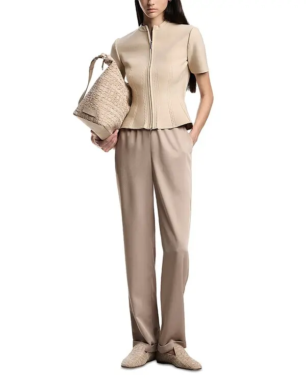 Emporio Armani Crepe Twill Straight Pants - Dune