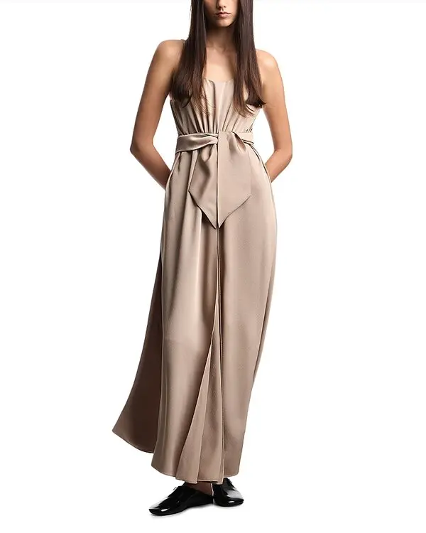 Emporio Armani Crepe Twill Sleeveless Maxi Dress - Dune