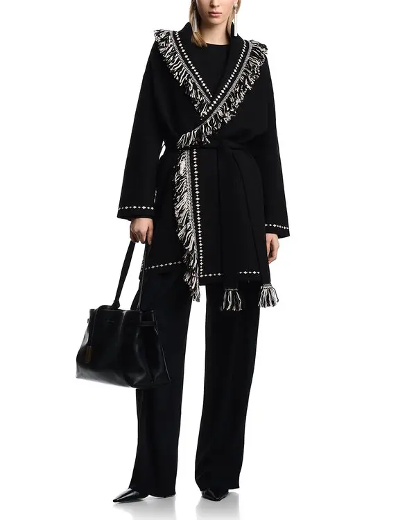 Emporio Armani Fringe Hem Tie Belt Cardigan