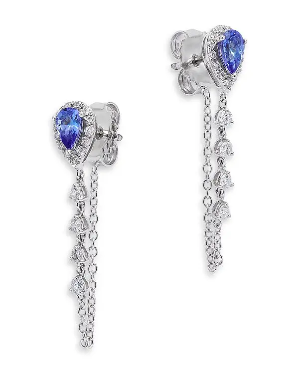Bloomingdale'S Tanzanite And Diamond Hoop Earrings - Blue/white