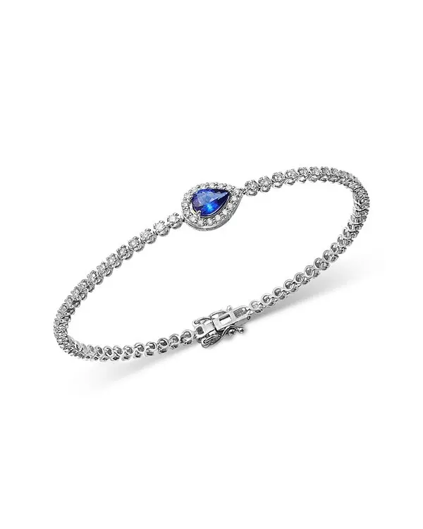 Bloomingdale'S Pear Tanzanite And Diamond Tennis Bracelet - Blue/white