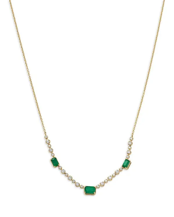 Bloomingdale'S Emerald & Diamond Station Necklace - Green/gold