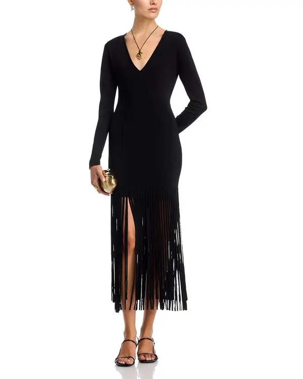 TOCCIN Evelina Long Sleeve V Neck Dress