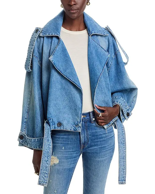 Brandon Maxwell Regan Denim Trench Coat - Indigo