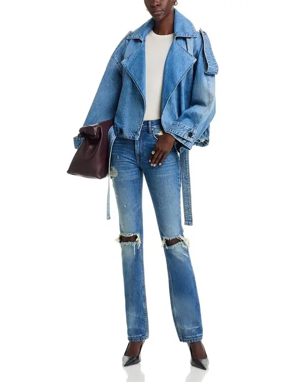Brandon Maxwell Regan Denim Trench Coat - Indigo