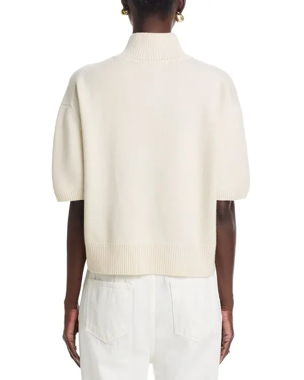 Brandon Maxwell Kinley Cashmere Cropped Henley - Ivory