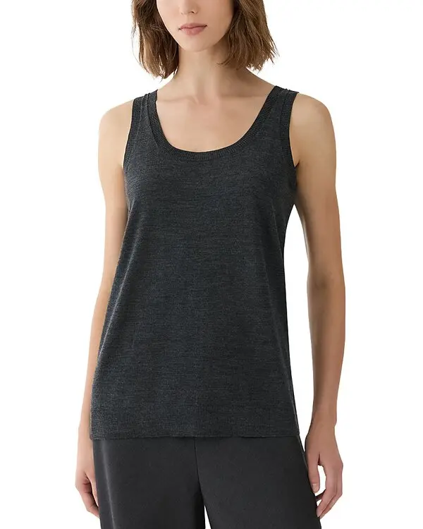 Lafayette 148 New York Scoop Front Sweater Tank - Smoke