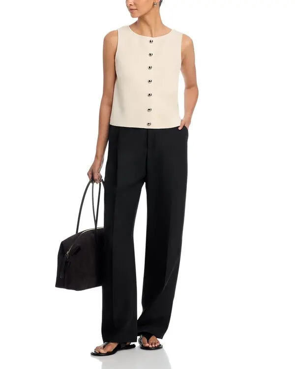 Lafayette 148 New York Button Front Sweater Vest - Ecru