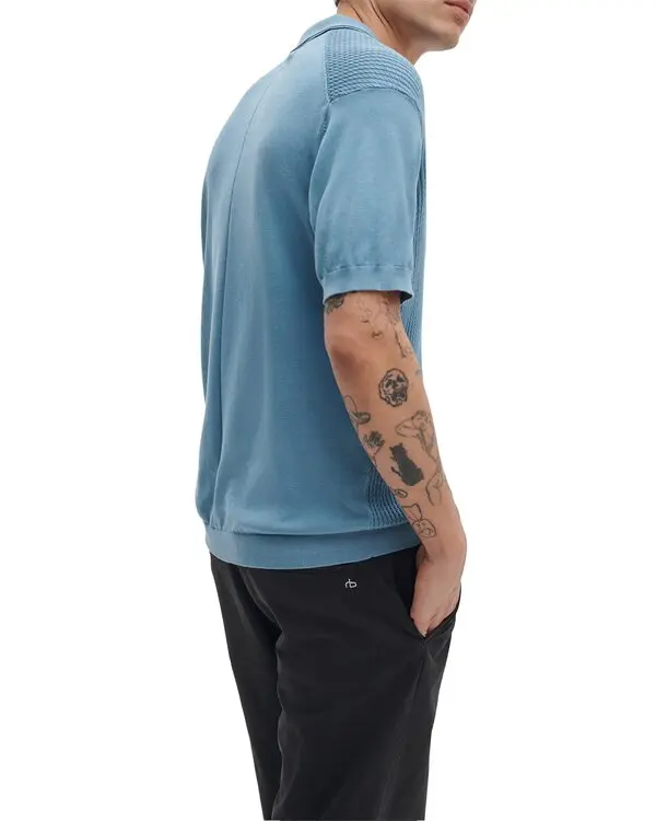 Rag & Bone Saxon Silk Blend Johnny Polo Shirt - Fog Blue