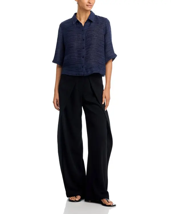 Eileen Fisher Classic Collar Elbow Sleeve Shirt - Ink