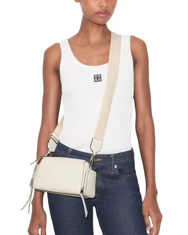 Tory Burch Perry Voyager Leather Crossbody - Light Cream