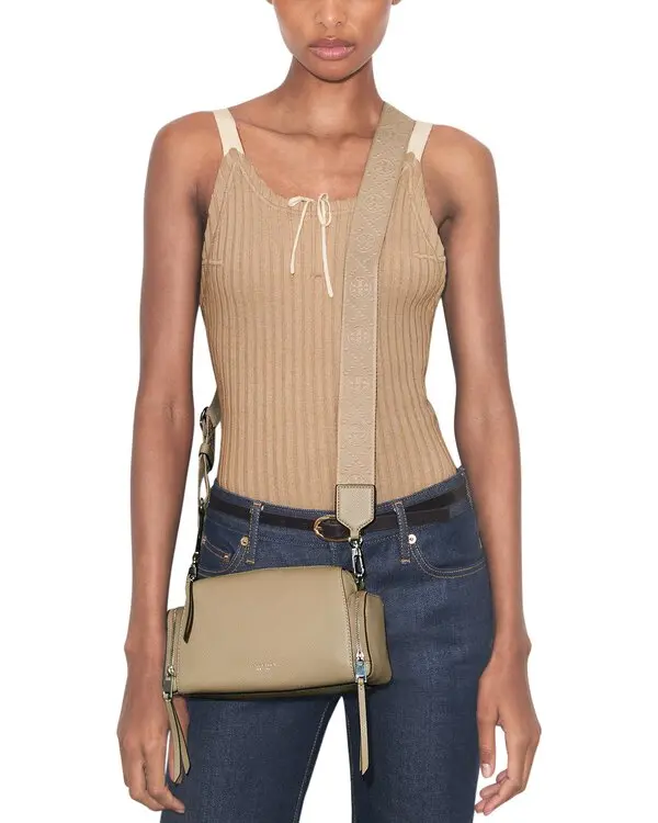 Tory Burch Perry Voyager Leather Crossbody - Soft Cement