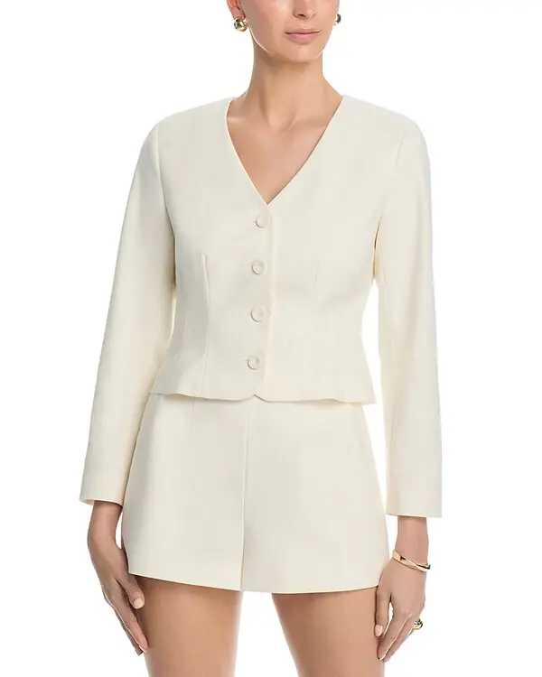 French Connection Tailored Cropped Jacket - Porcelain