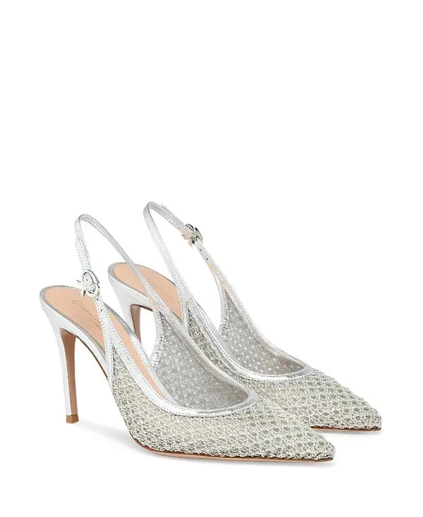 GIANVITO ROSSI Nikki Pumps - Silver Fabric