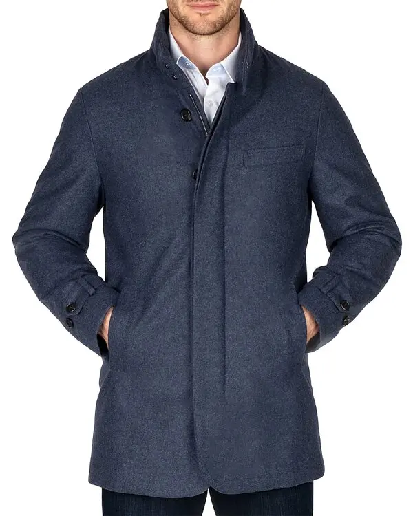 NORWEGIAN WOOL Stretch Down Filled Car Coat - Blue