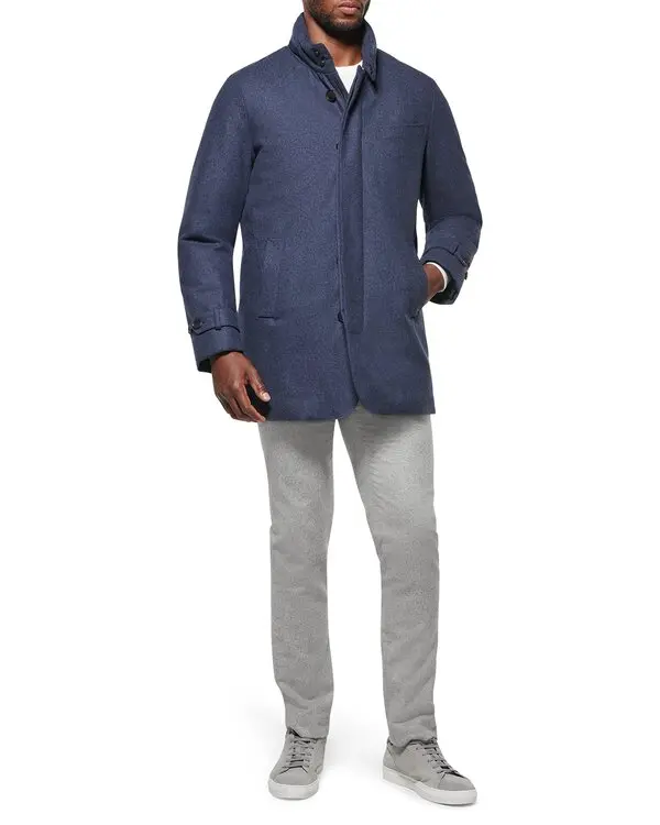 NORWEGIAN WOOL Stretch Down Filled Car Coat - Blue