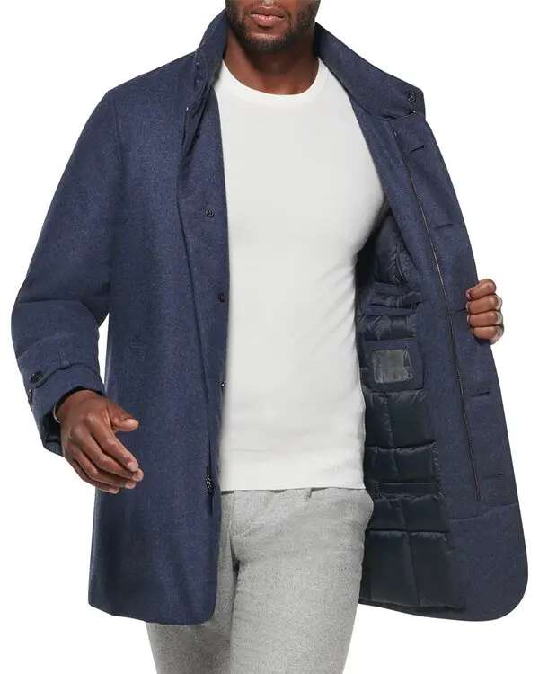 NORWEGIAN WOOL Stretch Down Filled Car Coat - Blue