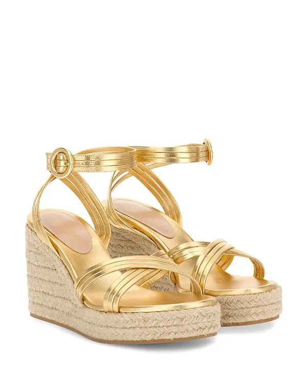 GIANVITO ROSSI Lianne Beach Espadrille Sandals - Gold Lamb Leather