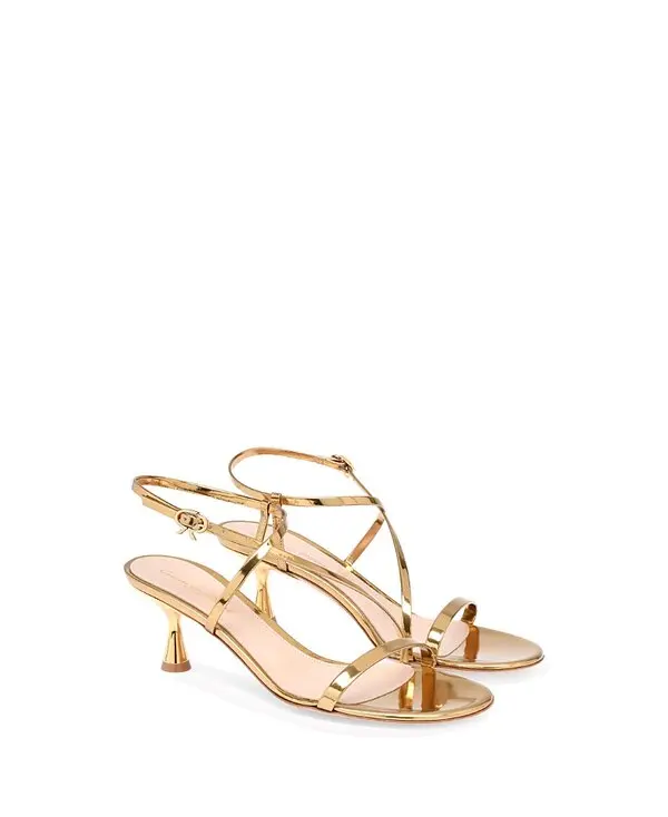 GIANVITO ROSSI Ascent 55 Sandal - Gold Calf Leather
