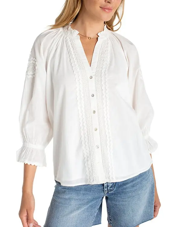 LIVERPOOL Embroidered Button-front Top