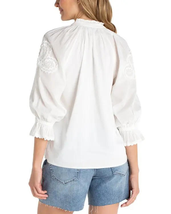 LIVERPOOL Embroidered Button-front Top