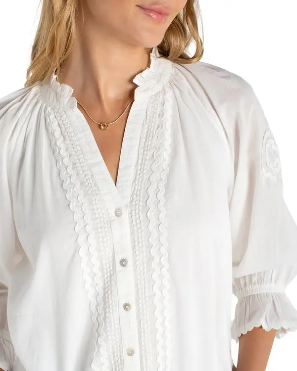 LIVERPOOL Embroidered Button-front Top