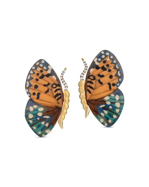 SILVIA FURMANOVICH 18k Yellow Kashmir Diamond Butterfly Earrings - Gold