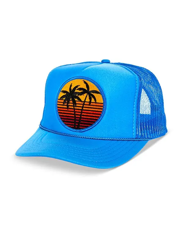 Aviator Nation Palm Vintage Low Rise Trucker Cap - Light Blue