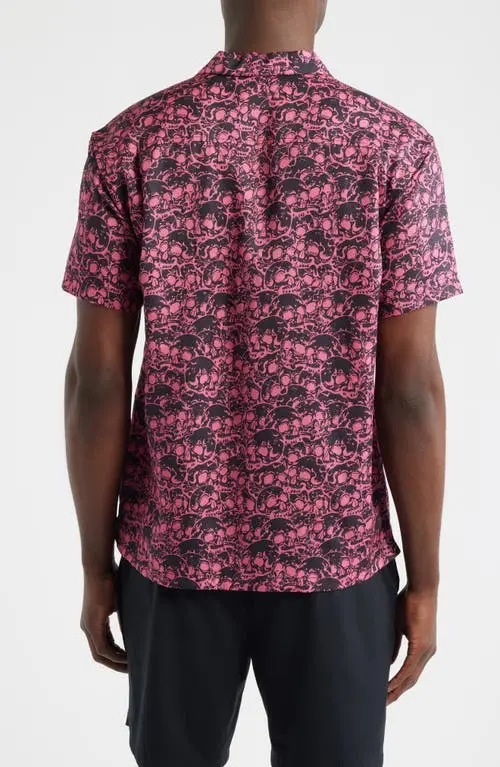 BOARDIES Skull Print Camp Shirt - Black/red