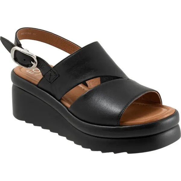 Eos Mentas Slingback Wedge Sandals - Black