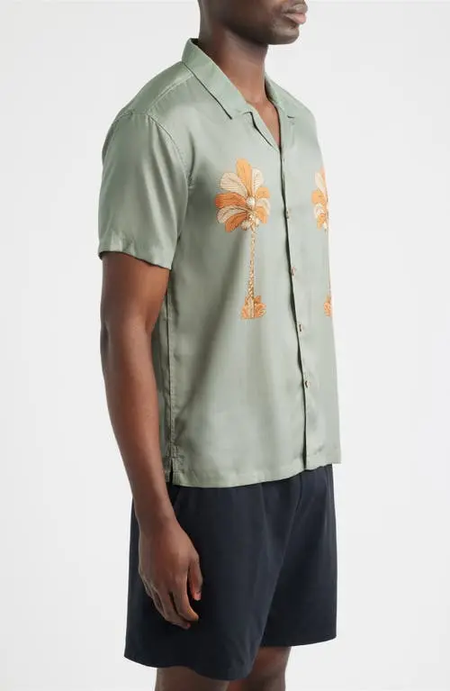 BOARDIES Oasis Palms Print Camp Shirt - Olive